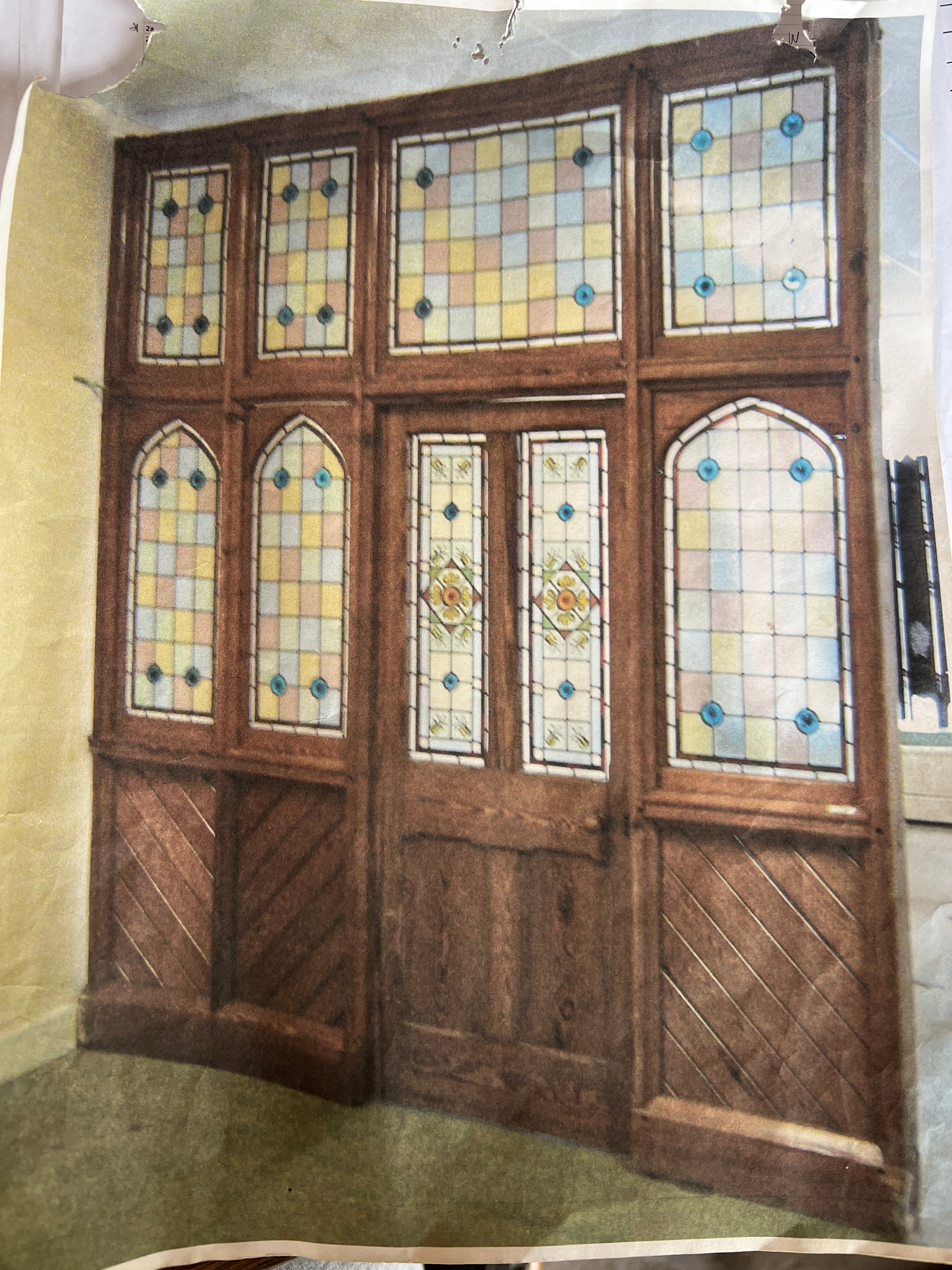 1890s English Tudor Stained Glass Hallway Partition | Hudson Valley ...